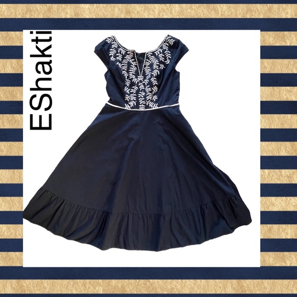 eshakti | Dresses | Eshaki Womens Fit Flare Floral Embroidery Capped ...